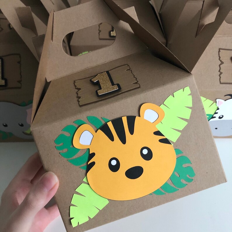 Safari Jungle Theme Party Favor Boxes | 6x4x4 Inch Gable Boxes | Safari ...