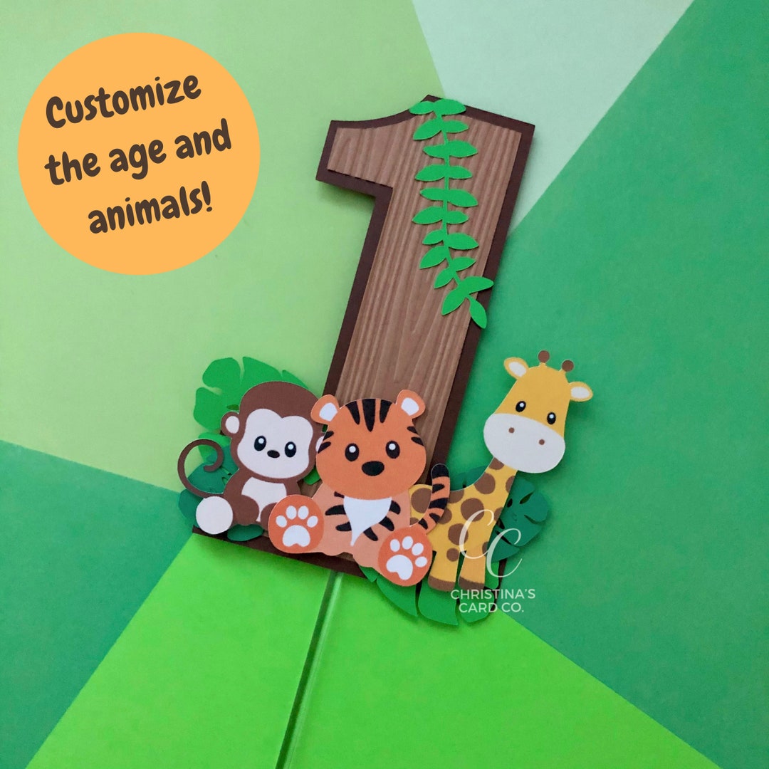 Customizable Safari Jungle Cake Topper | Any Age, Any Animal Custom ...