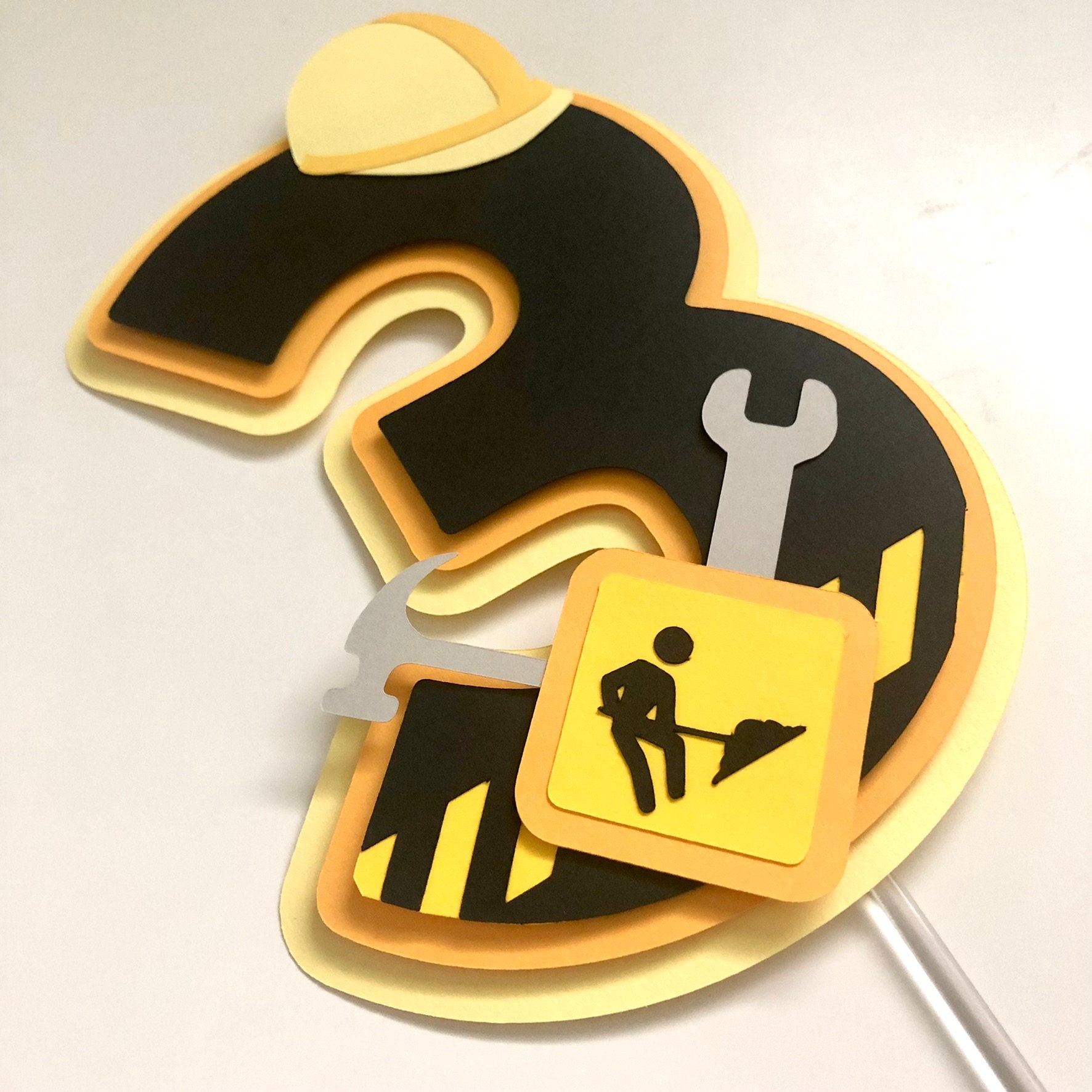 Construction Cake Topper Any Age Topper Construction Sign | Etsy