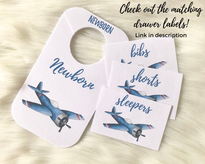 PRINTED & LAMINATED Baby Closet Dividers | Blue Airplane Theme | 8 ...