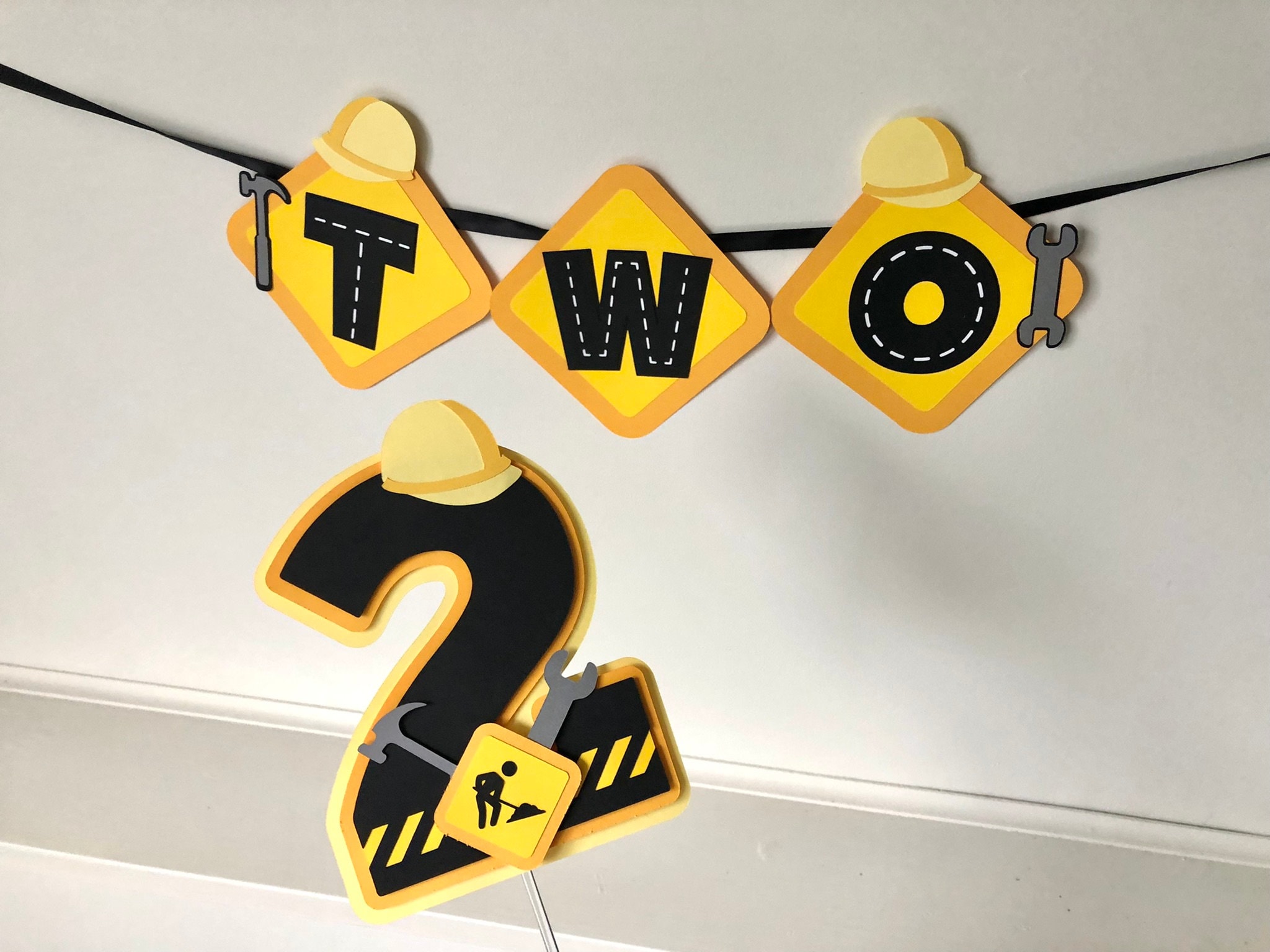 Construction Cake Topper Any Age Topper Construction Sign | Etsy