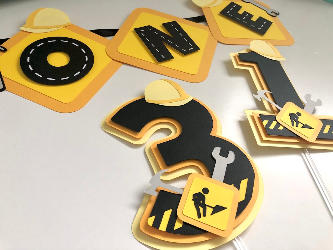 Construction Cake Topper Any Age Topper Construction Sign - Etsy