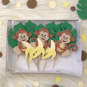 Jungle Monkey Cupcake Toppers | Go Bananas Theme | Jungle Safari Theme ...