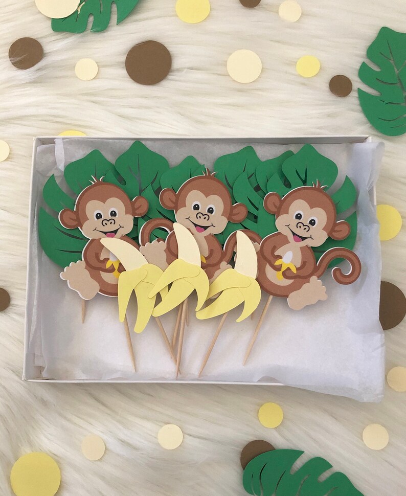 Jungle Monkey Cupcake Toppers | Go Bananas Theme | Jungle Safari Theme ...