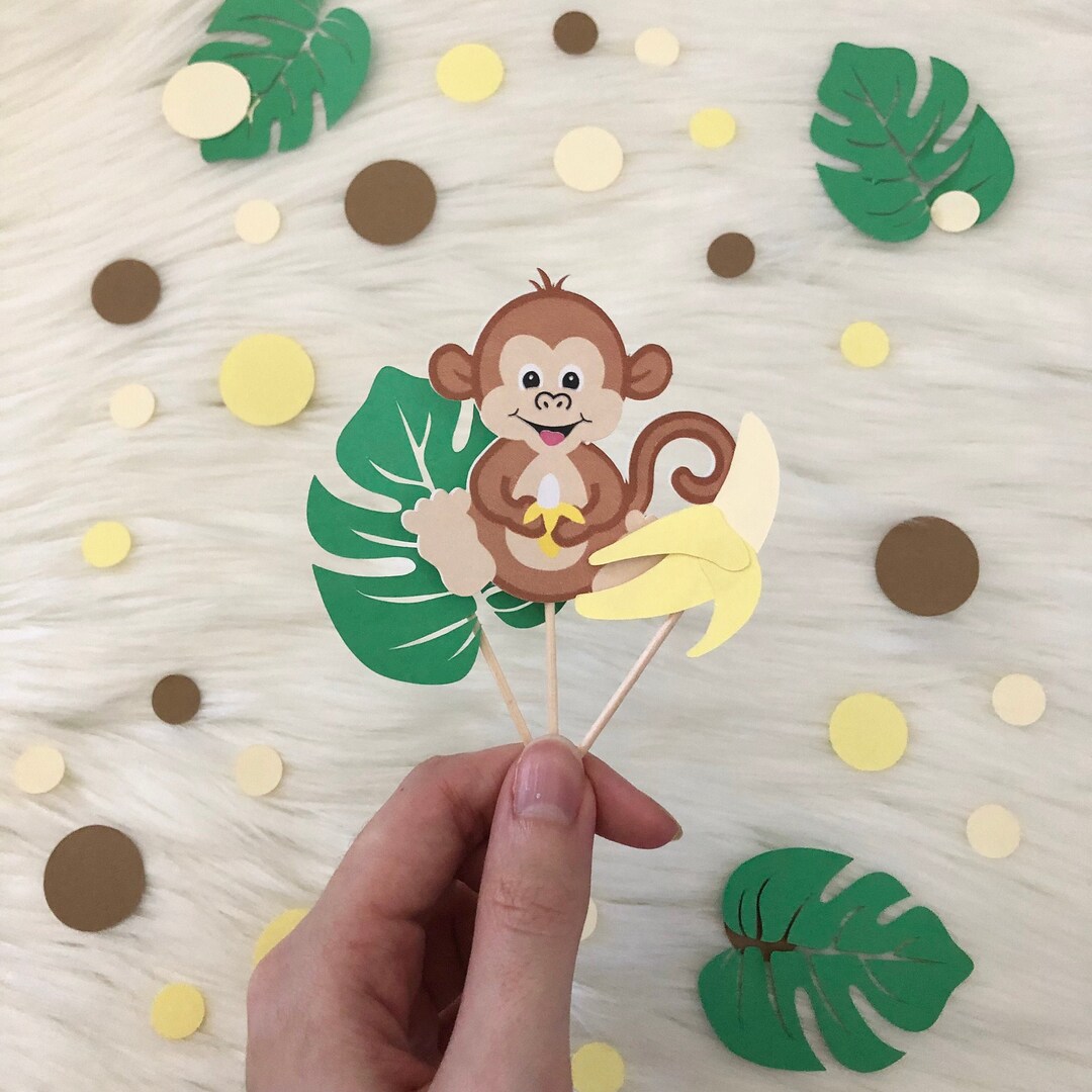 Jungle Monkey Cupcake Toppers | Go Bananas Theme | Jungle Safari Theme ...