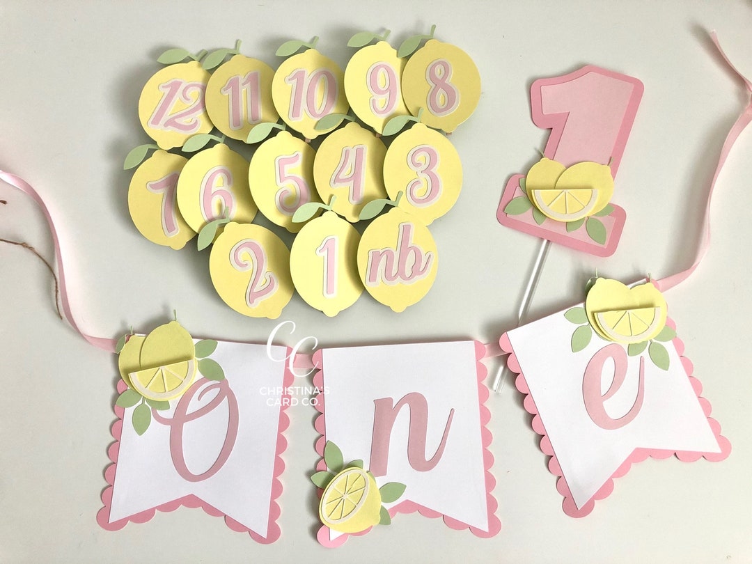 Pink Lemonade First Birthday Party Decorations | Cake Topper, High ...