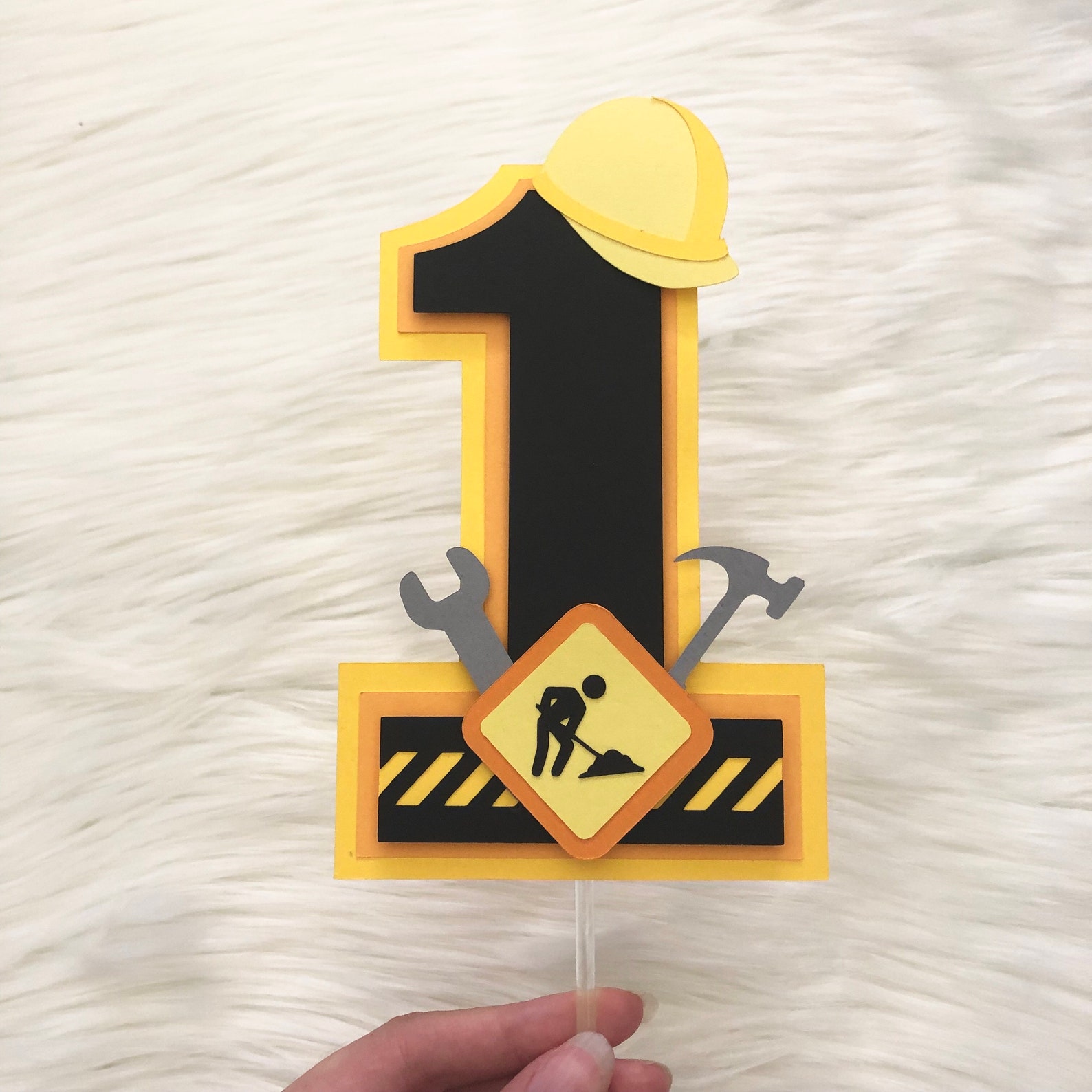 Construction Cake Topper | Any Age Topper | Construction Sign, Hard Hat ...