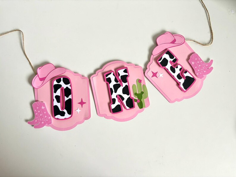 Pink Cowgirl Rodeo High Chair Banner | ONE TWO Age Banner| My First ...