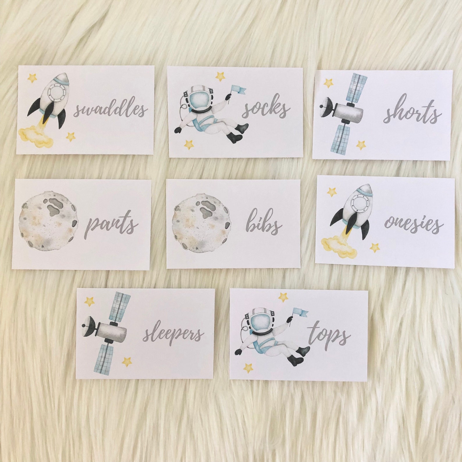 PRINTED & LAMINATED Baby Drawer Labels Outer Space Nursery | Etsy