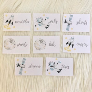 PRINTED & LAMINATED Baby Drawer Labels | Outer Space Nursery Theme ...