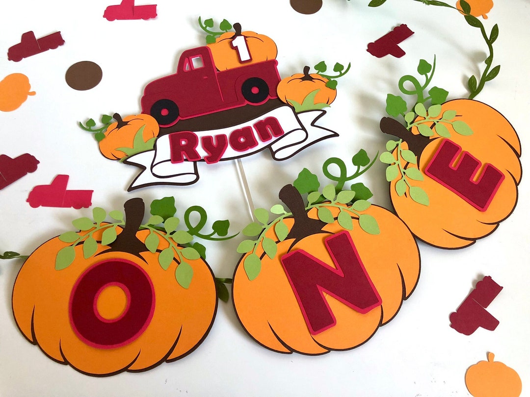Red Pickup Truck Pumpkin Cake Smash Set | Little Pumpkin Cake Topper ...