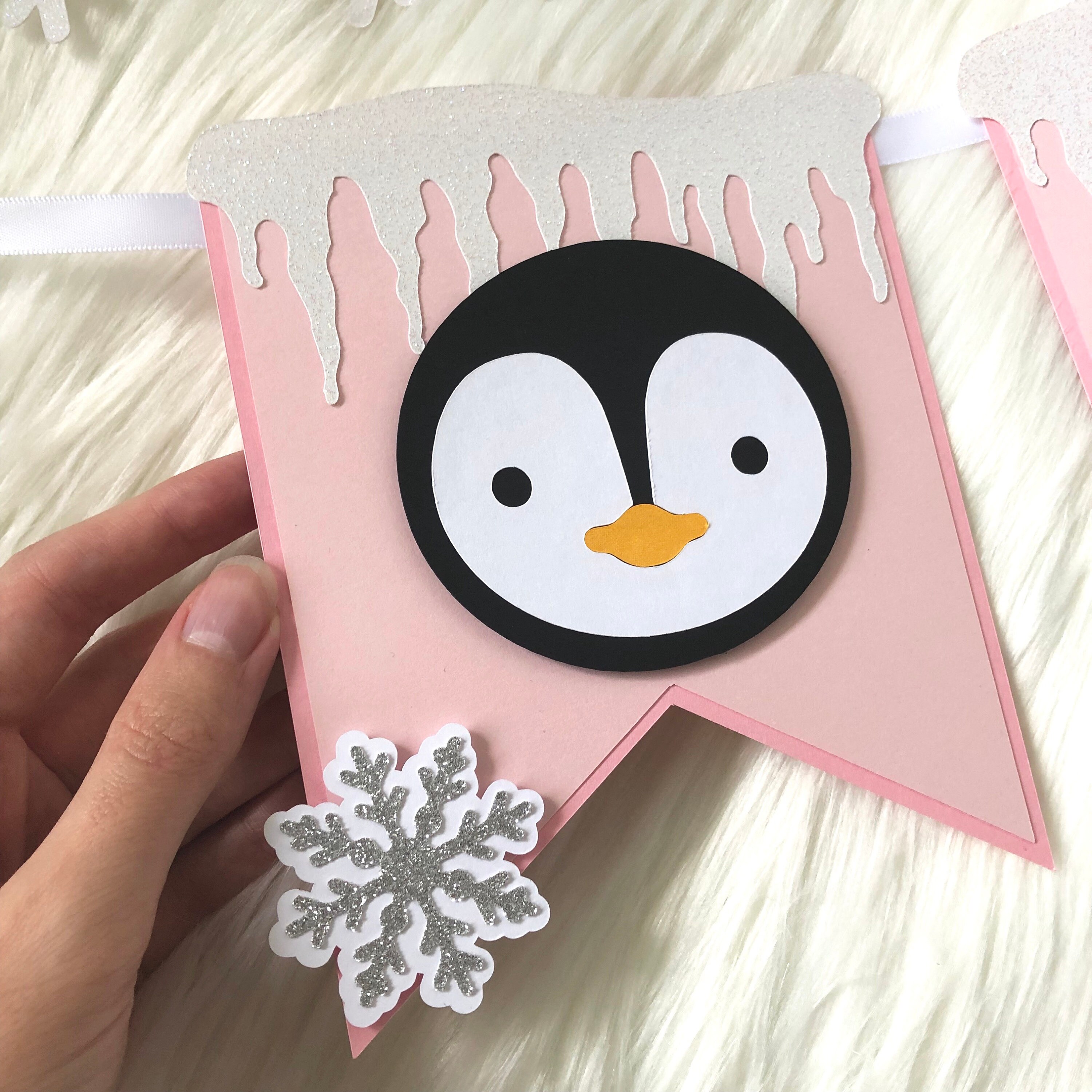 Penguin High Chair Banner | Pink Winter Wonderland Theme, Baby Arctic ...