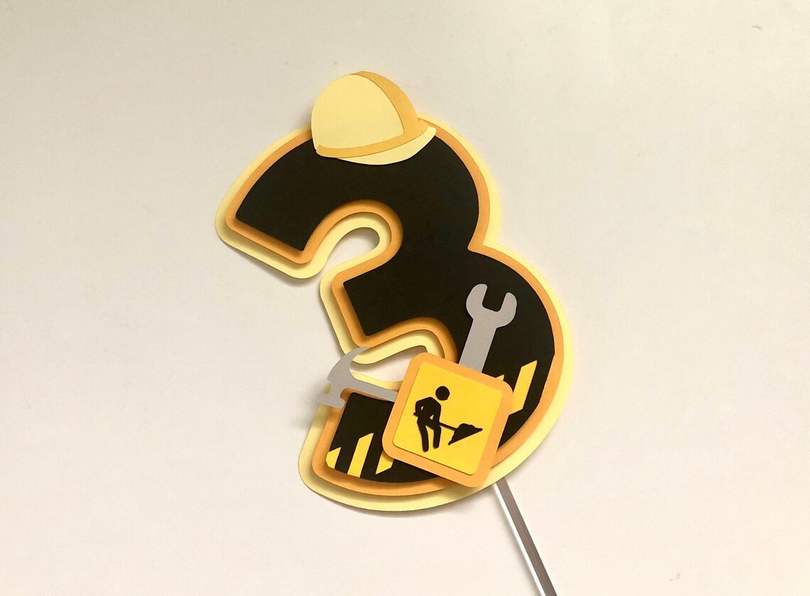 Construction Cake Topper | Any Age Topper | Construction Sign, Hard Hat ...