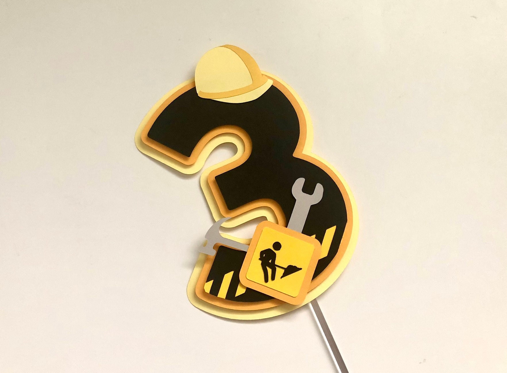 Construction Cake Topper | Any Age Topper | Construction Sign, Hard Hat ...