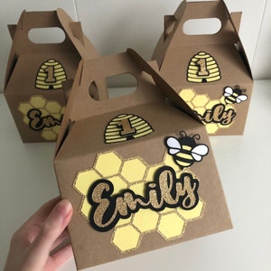 Honey Bee Theme Party Favor Boxes | 6x4x4 Inch Gable Boxes | First Bee ...