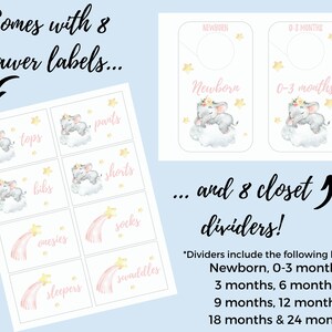 COMBO PACK Laminated Baby Closet Dividers & Drawer Labels | Pink ...