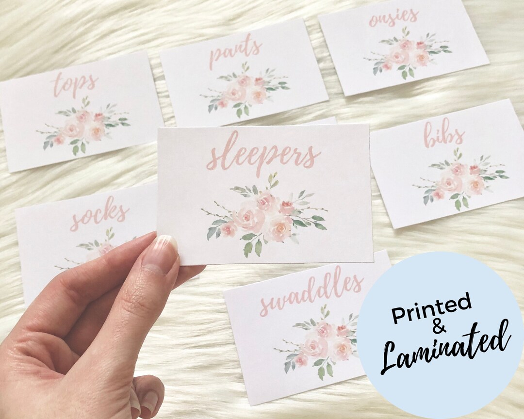 PRINTED & LAMINATED Nursery Drawer Labels | Peachy Pink | Baby Girl ...