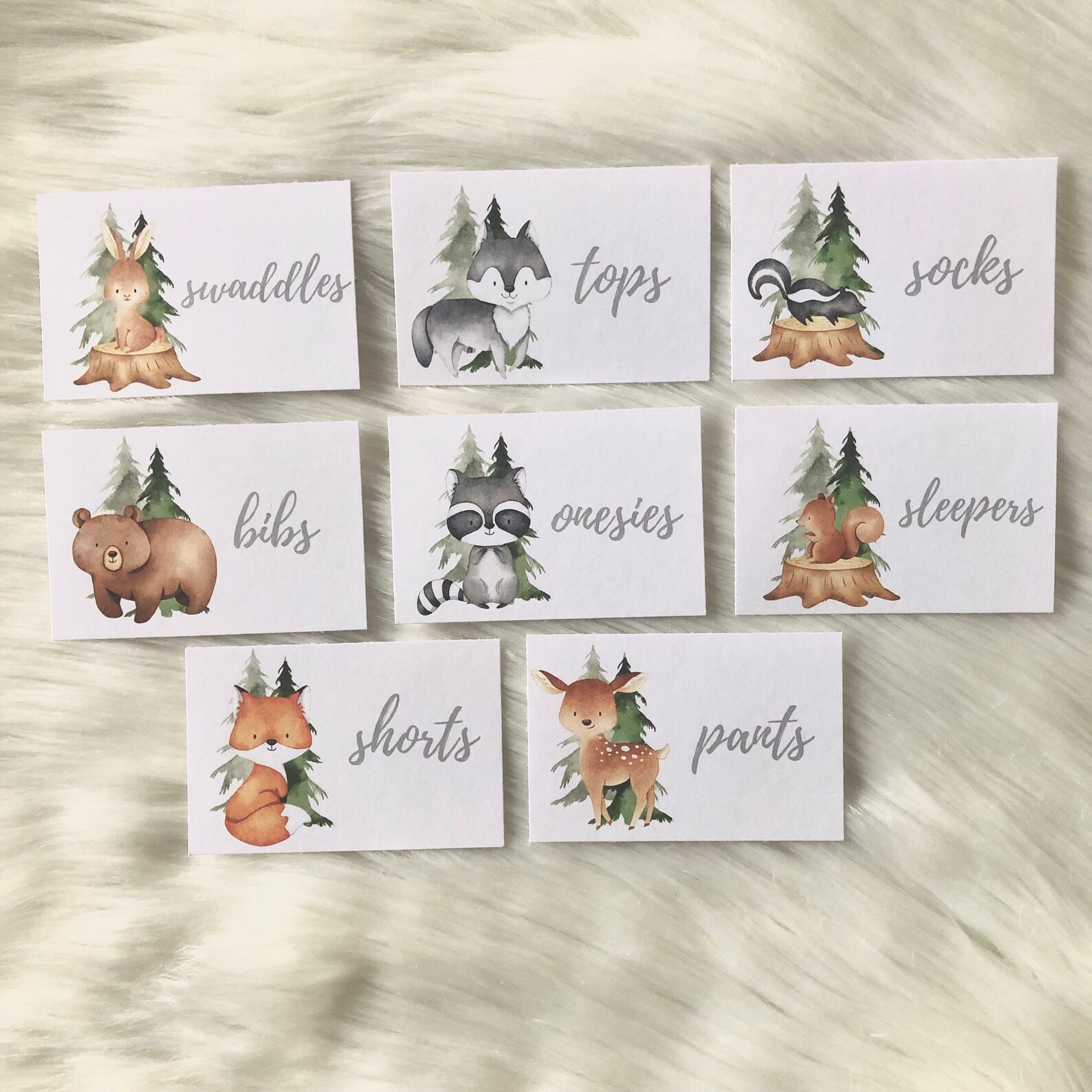 PRINTED & LAMINATED Baby Drawer Labels Woodland Baby Animals - Etsy