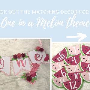 One in a Melon Cake Topper | Watermelon Theme Floral Theme | Light Pink ...