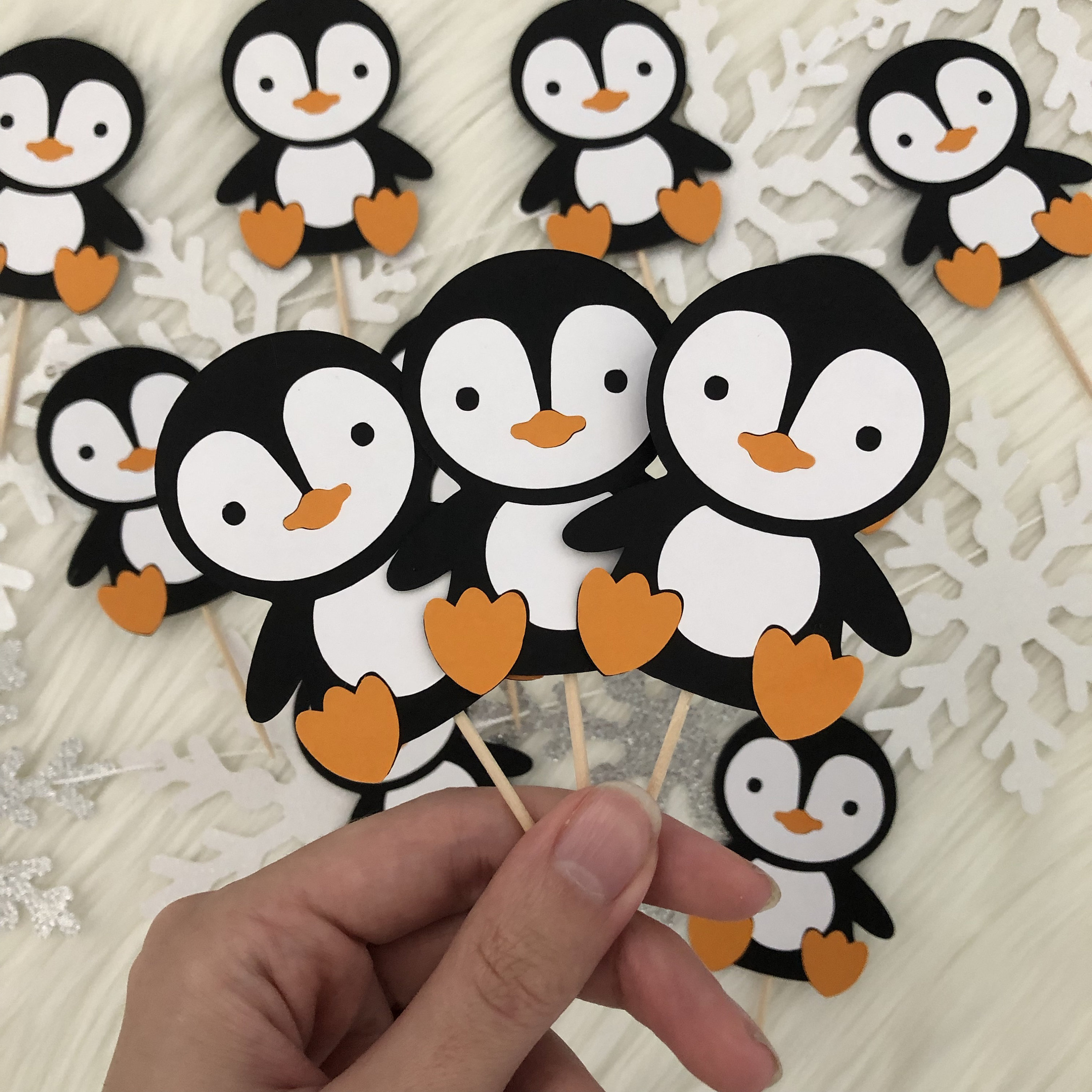 Pink Penguin Cake Topper Any Age Customizable Winter | Etsy