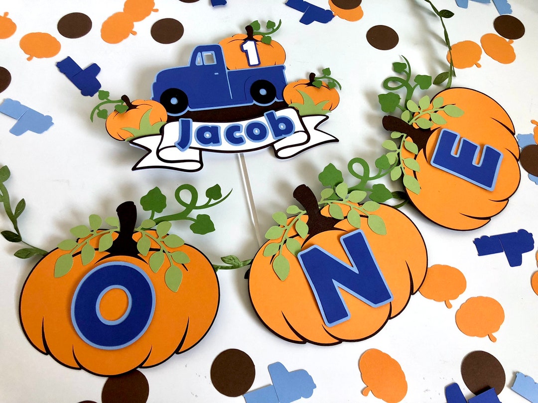 Blue Pickup Truck Pumpkin Cake Smash Set | Little Pumpkin Cake Topper ...