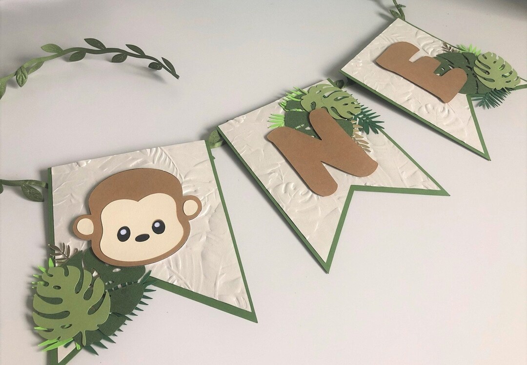 Monkey High Chair Banner | Safari Animal Theme | Wild One Two Wild ...