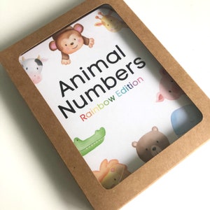 ANIMAL NUMBERS Baby Flash Cards | Rainbow Edition | 20 Colorful Flash ...