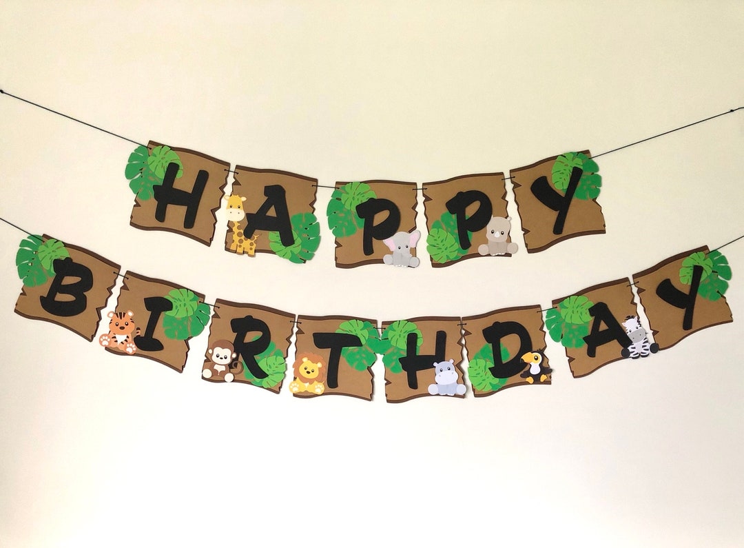 Safari Jungle Birthday Banner Safari Theme Happy Birthday Banner Wild ...