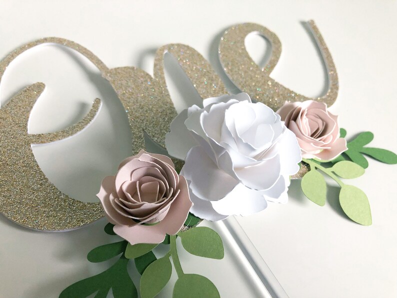 Floral Rose Cake Topper | One Year Old First Birthday Cake Smash Floral ...
