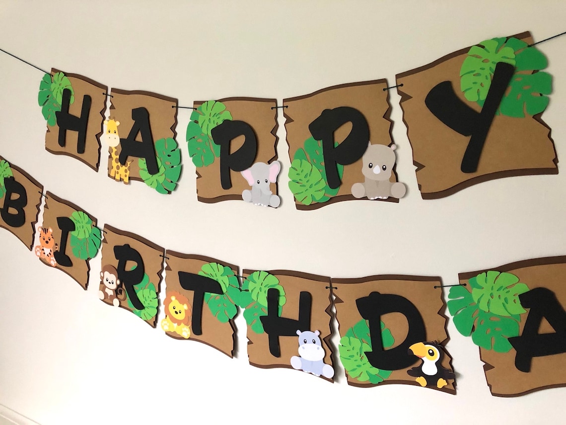 Safari Jungle Birthday Banner Safari Theme Happy Birthday - Etsy