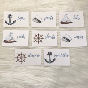 PRINTED & LAMINATED Nursery Drawer Labels | Nautical Theme | Baby Boy ...