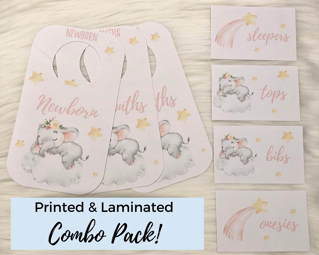 COMBO PACK Laminated Baby Closet Dividers & Drawer Labels | Pink ...