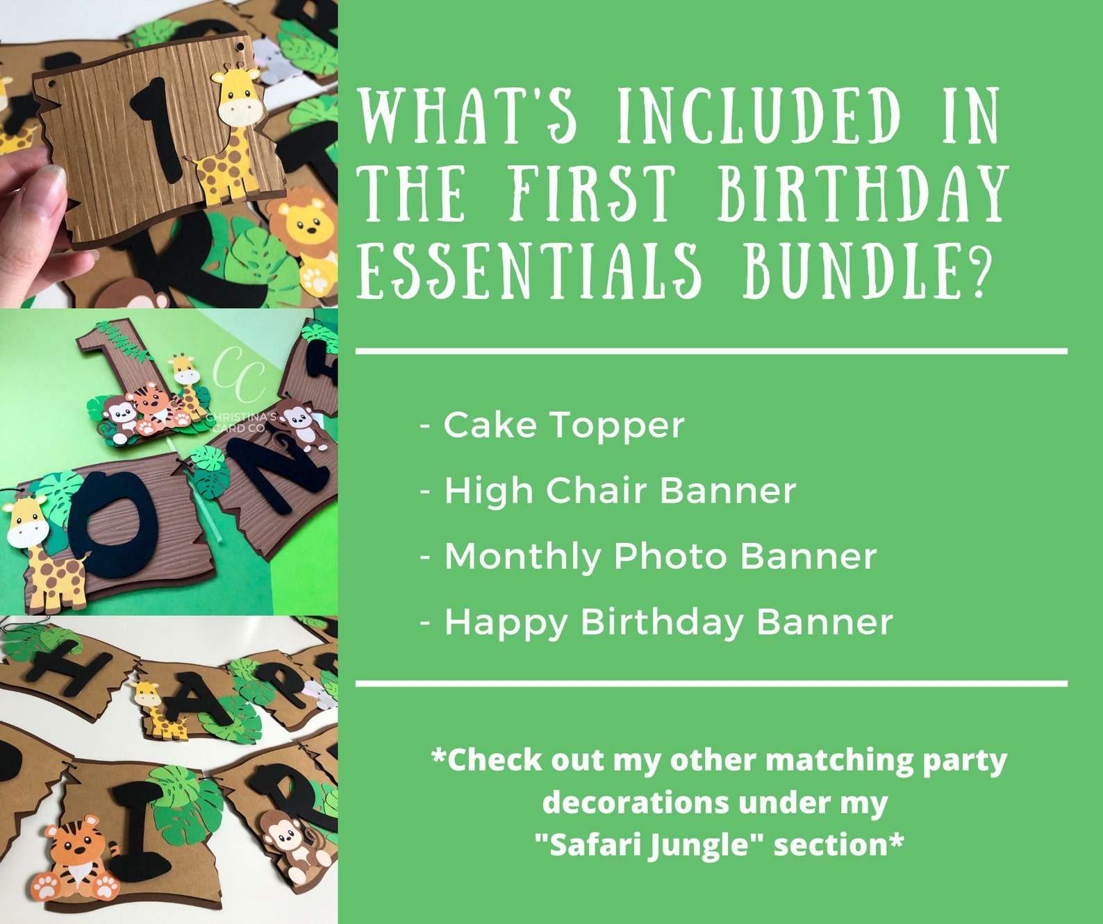 FIRST BIRTHDAY ESSENTIALS Safari Jungle Theme | Party Bundle | Cake ...