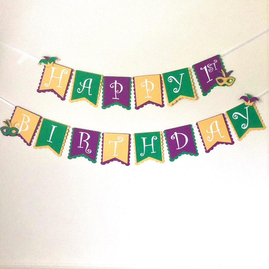 Mardi Gras Birthday Banner | Mardi Gras Theme Carnival Festival Theme ...