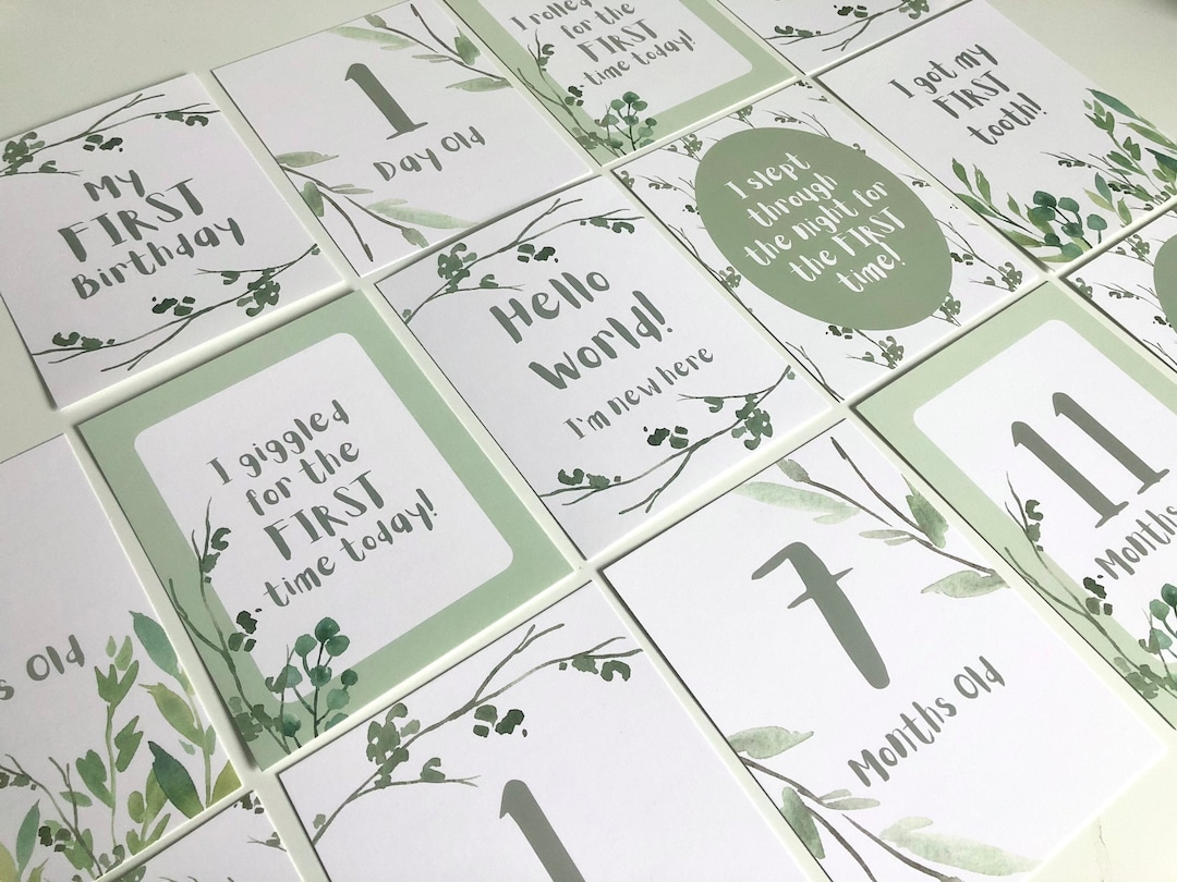 Baby Milestone Cards | Neutral Nature | Set of 30 Double-sided ...