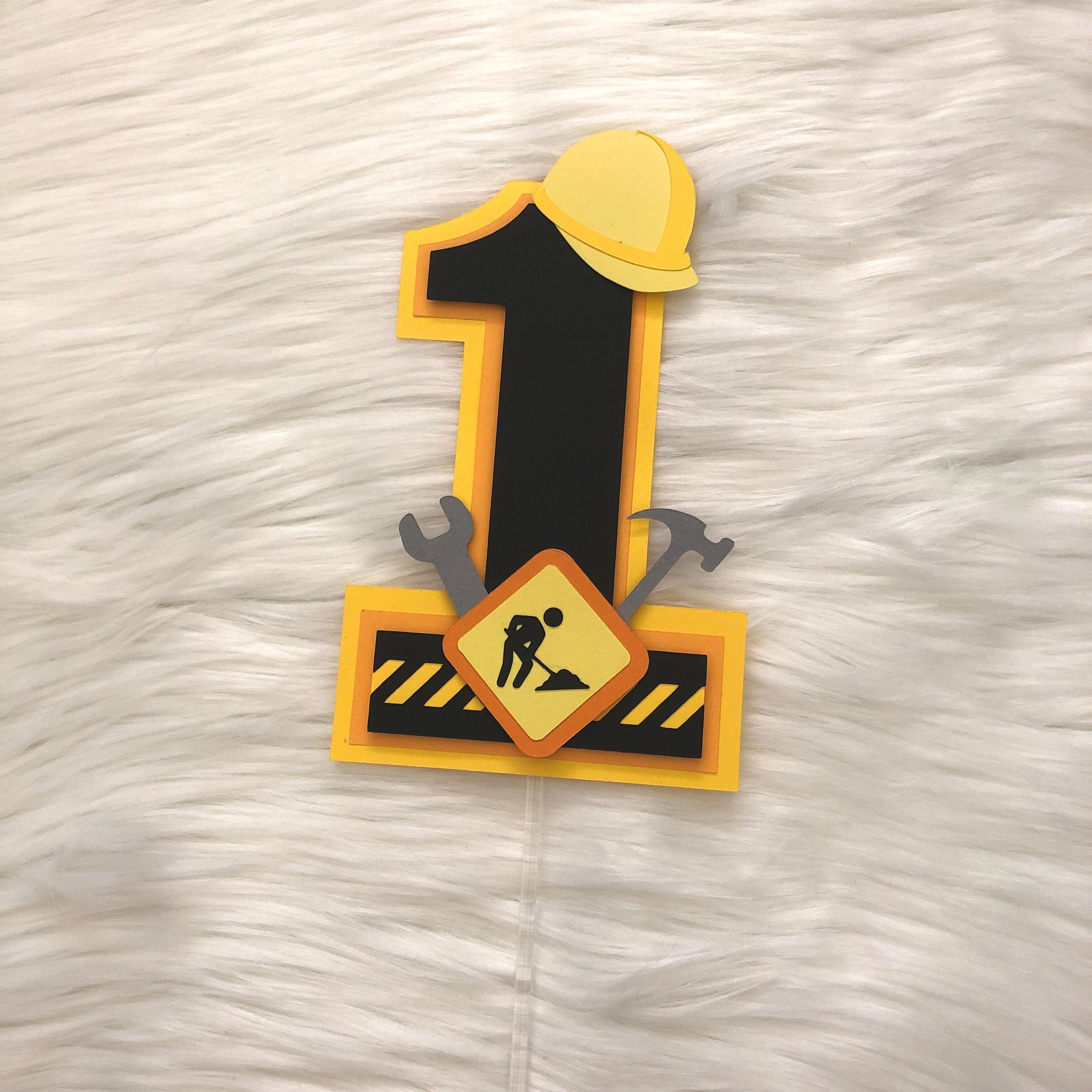 First Birthday Cake Topper Construction Theme Birthday Party | Etsy