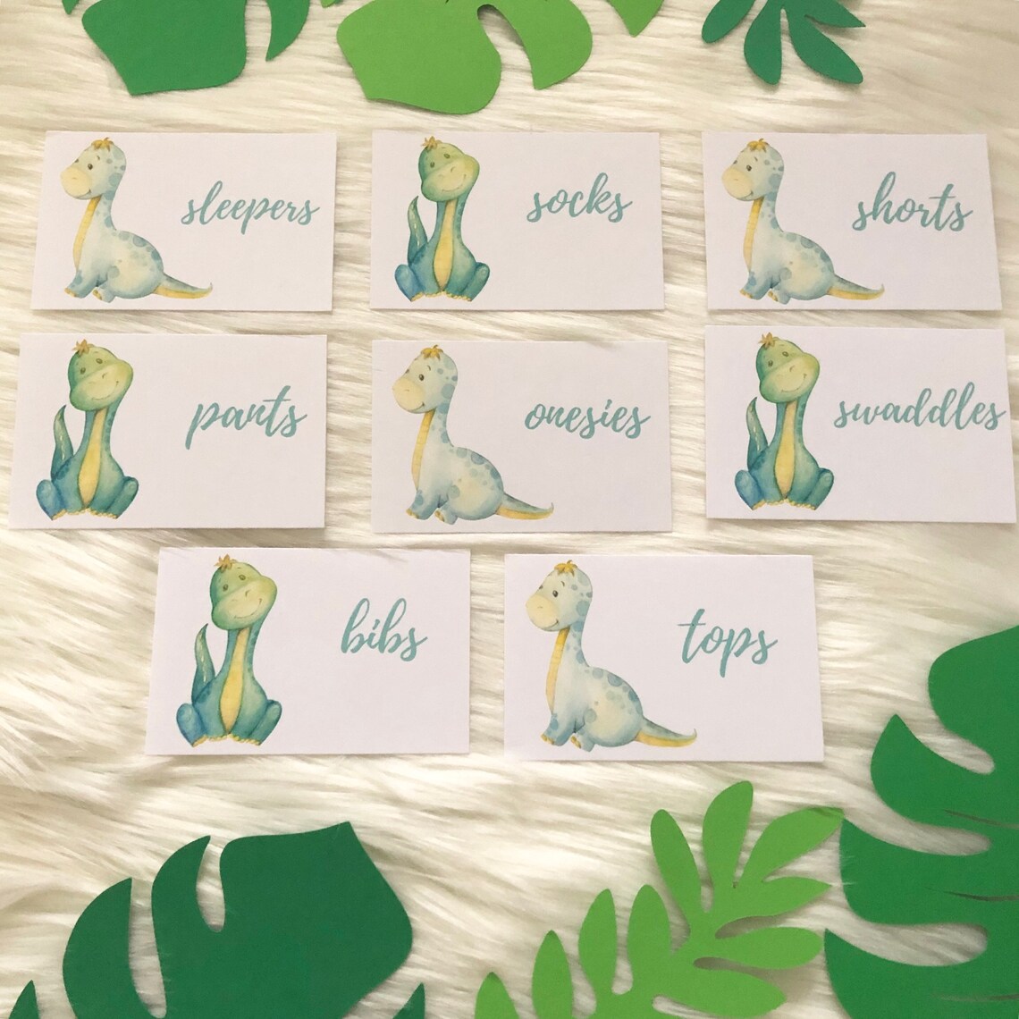 PRINTED & LAMINATED Baby Drawer Labels Blue Jungle Dinosaurs - Etsy