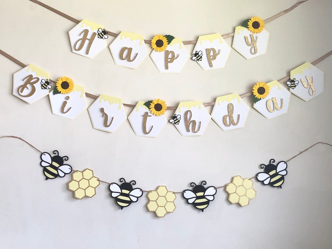 Sweet as Can Bee Banner | Happy Birthday Banner | Sunflowers and ...