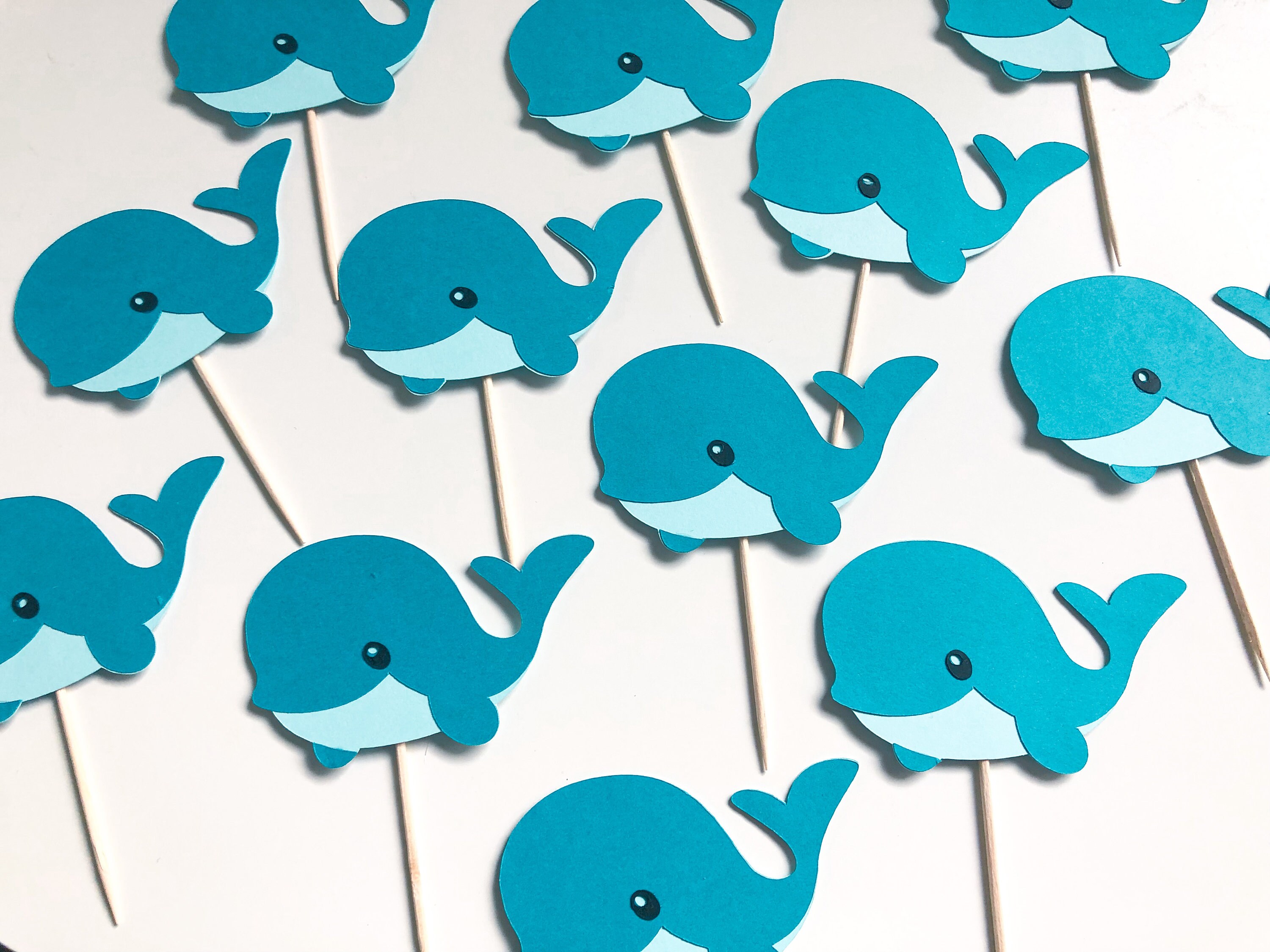 Whale Cupcake Toppers Under the Sea Whale Theme Ocean - Etsy