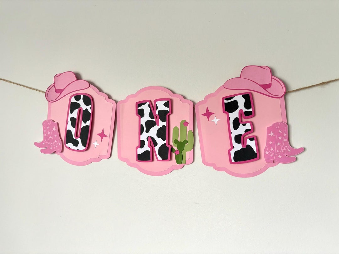 Pink Cowgirl Rodeo High Chair Banner | ONE TWO Age Banner| My First ...
