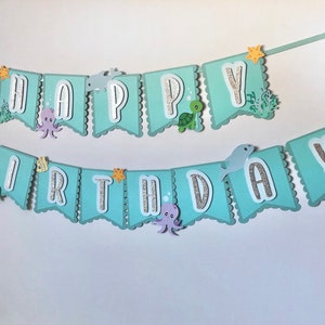 Happy Birthday Banner | Under the Sea Theme Party Decorations | Sea ...