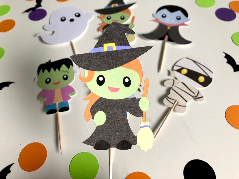 Halloween Cupcake Toppers Witch Ghost Vampire Dracula - Etsy