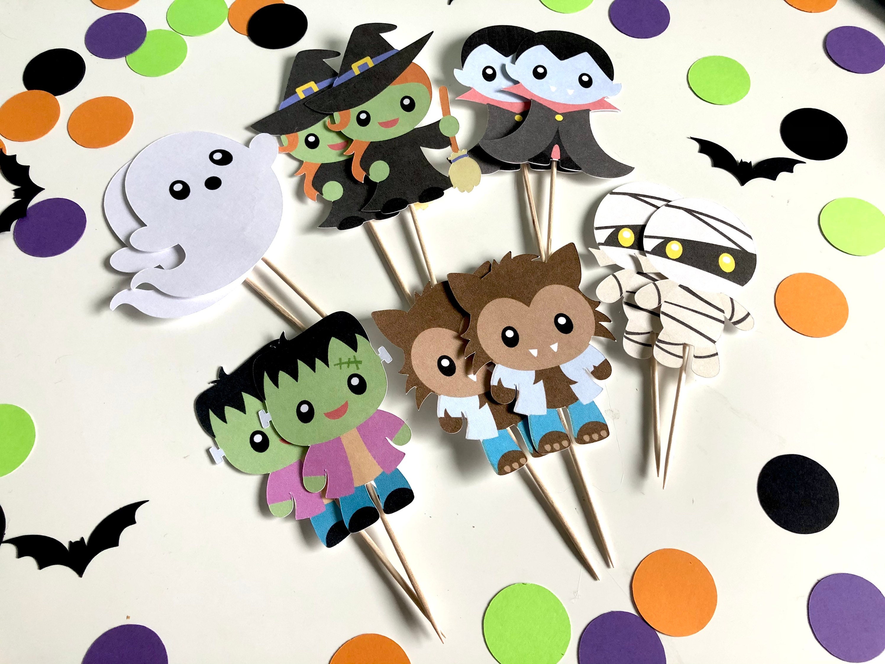 Halloween Cupcake Toppers Witch Ghost Vampire Dracula - Etsy