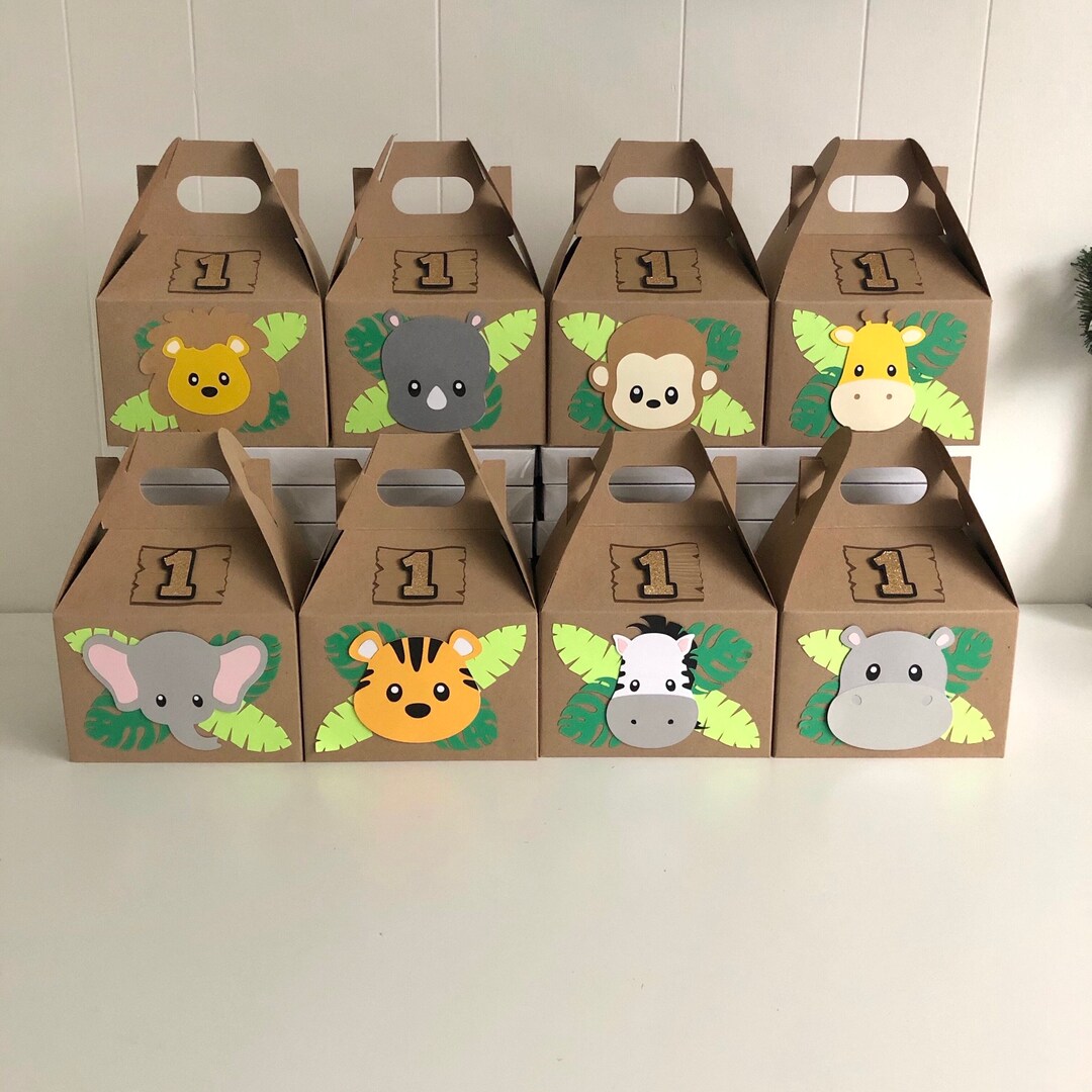 Safari Jungle Theme Party Favor Boxes | 6x4x4 Inch Gable Boxes | Safari ...