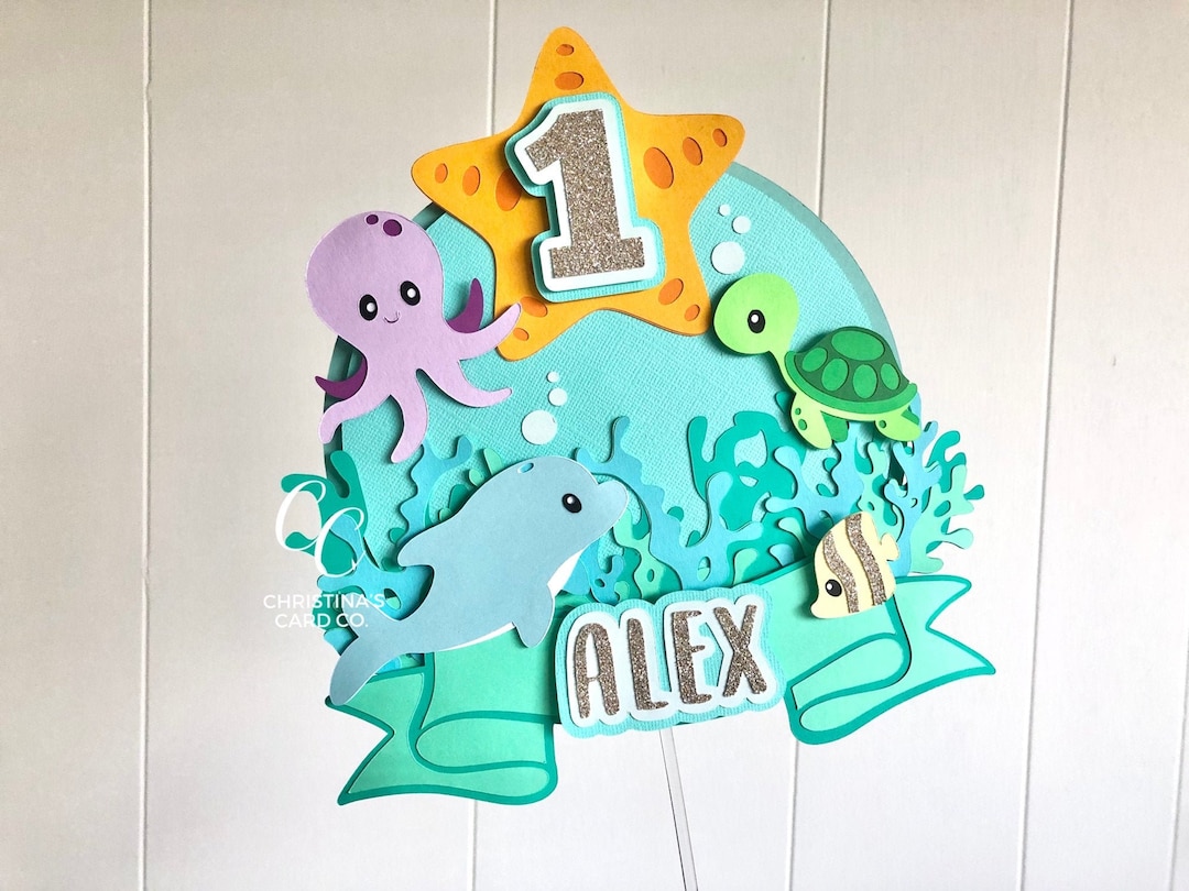 Under the Sea Cake Topper | Customizable Any Age Aquatic Animal Theme ...