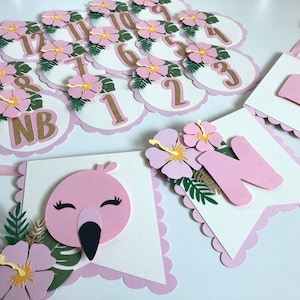 Tropical Flamingo High Chair Banner | Light Pink Flamingo Party First ...