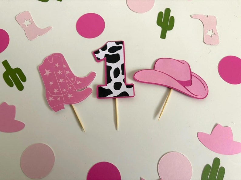 Pink Cowgirl Rodeo Cupcake Toppers | Customizable Any Age | My First ...