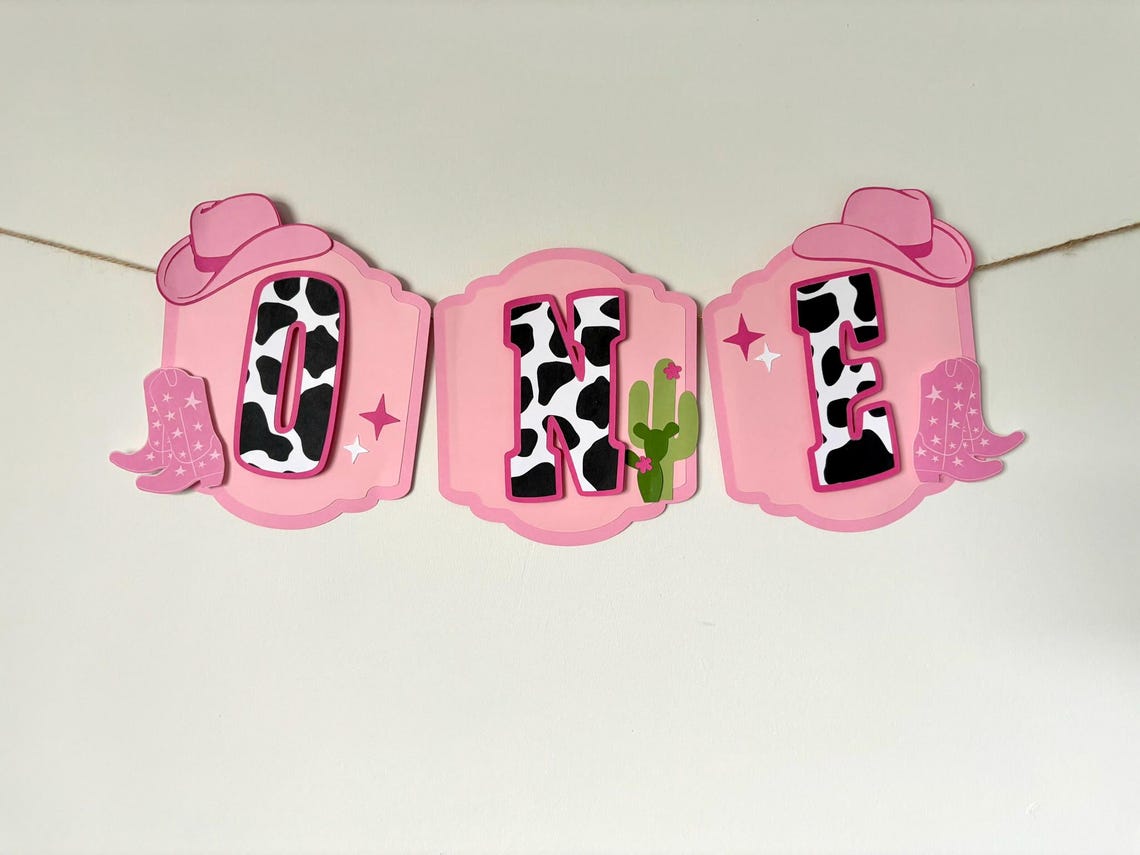 Pink Cowgirl Rodeo High Chair Banner | ONE TWO Age Banner| My First ...