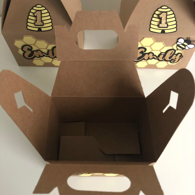 Honey Bee Theme Party Favor Boxes | 6x4x4 Inch Gable Boxes | First Bee ...