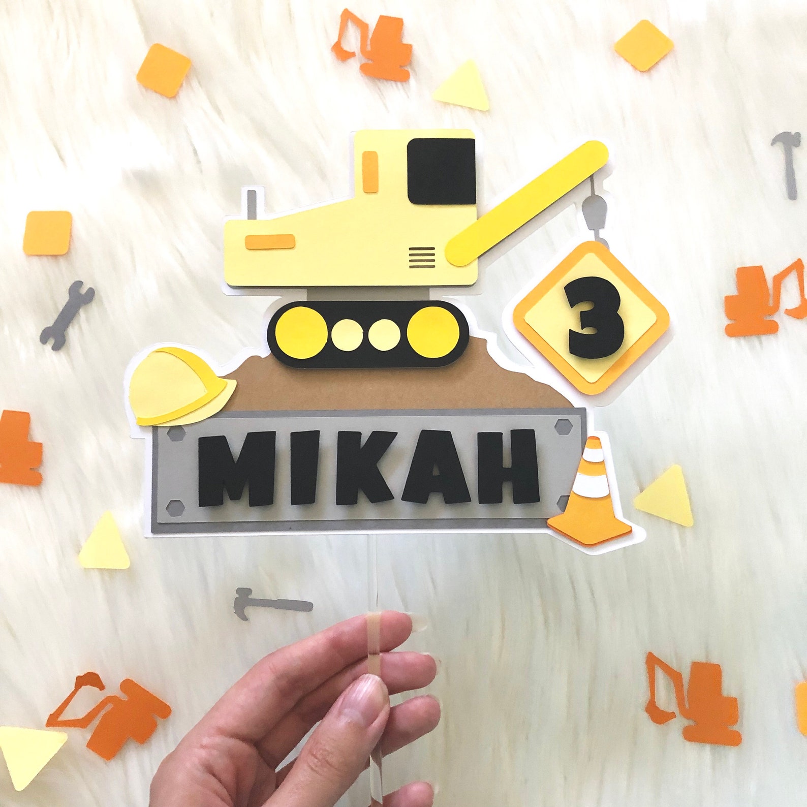 First Birthday Cake Topper | Construction Theme Birthday Party ...